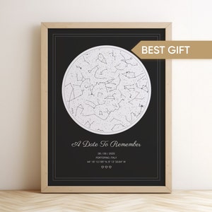 Digital Custom Star Map by Date, Printable Sky Chart, Anniversary Gift ...