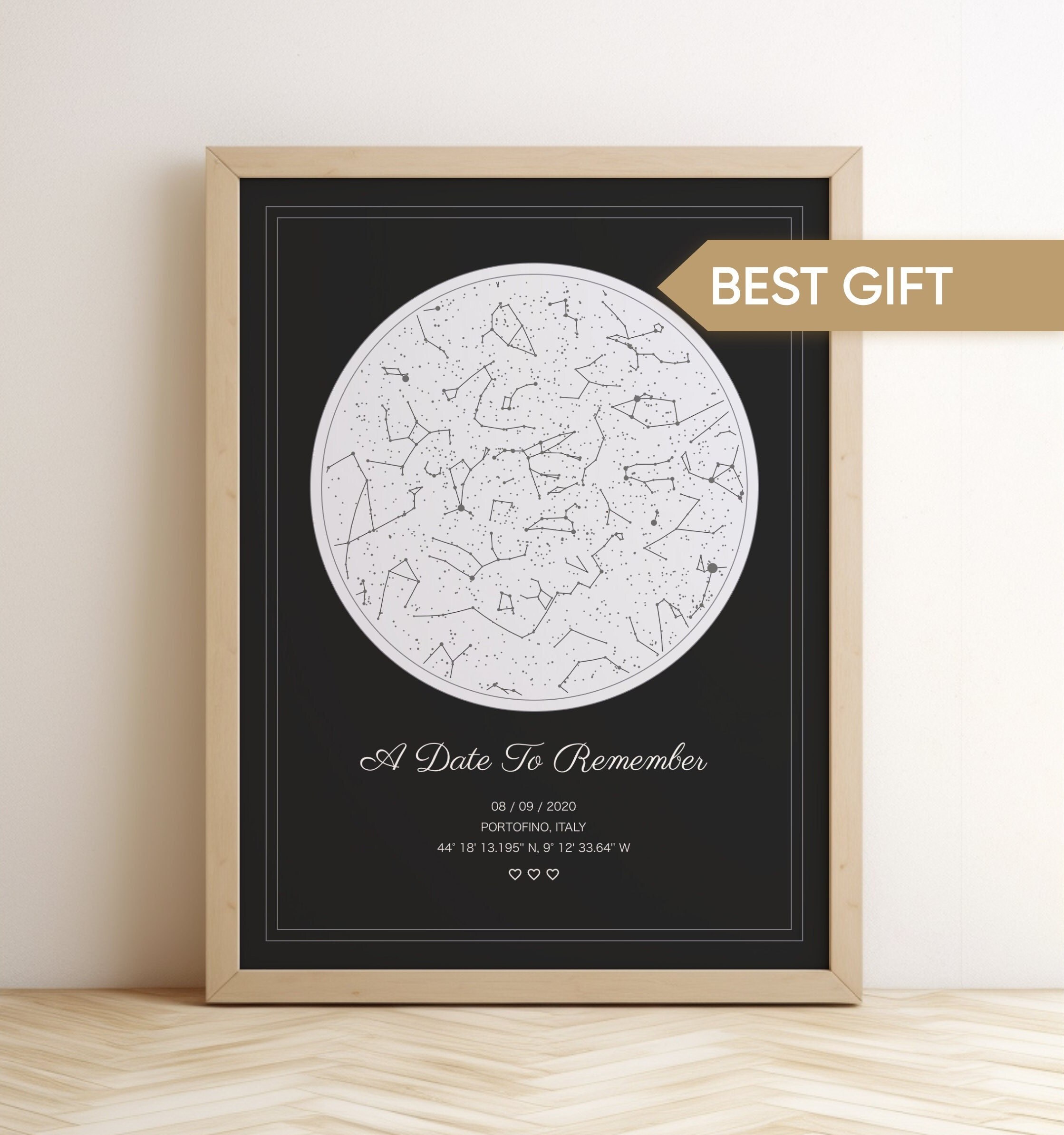 Digital Custom Star Map by Date, Printable Sky Chart, Anniversary Gift ...