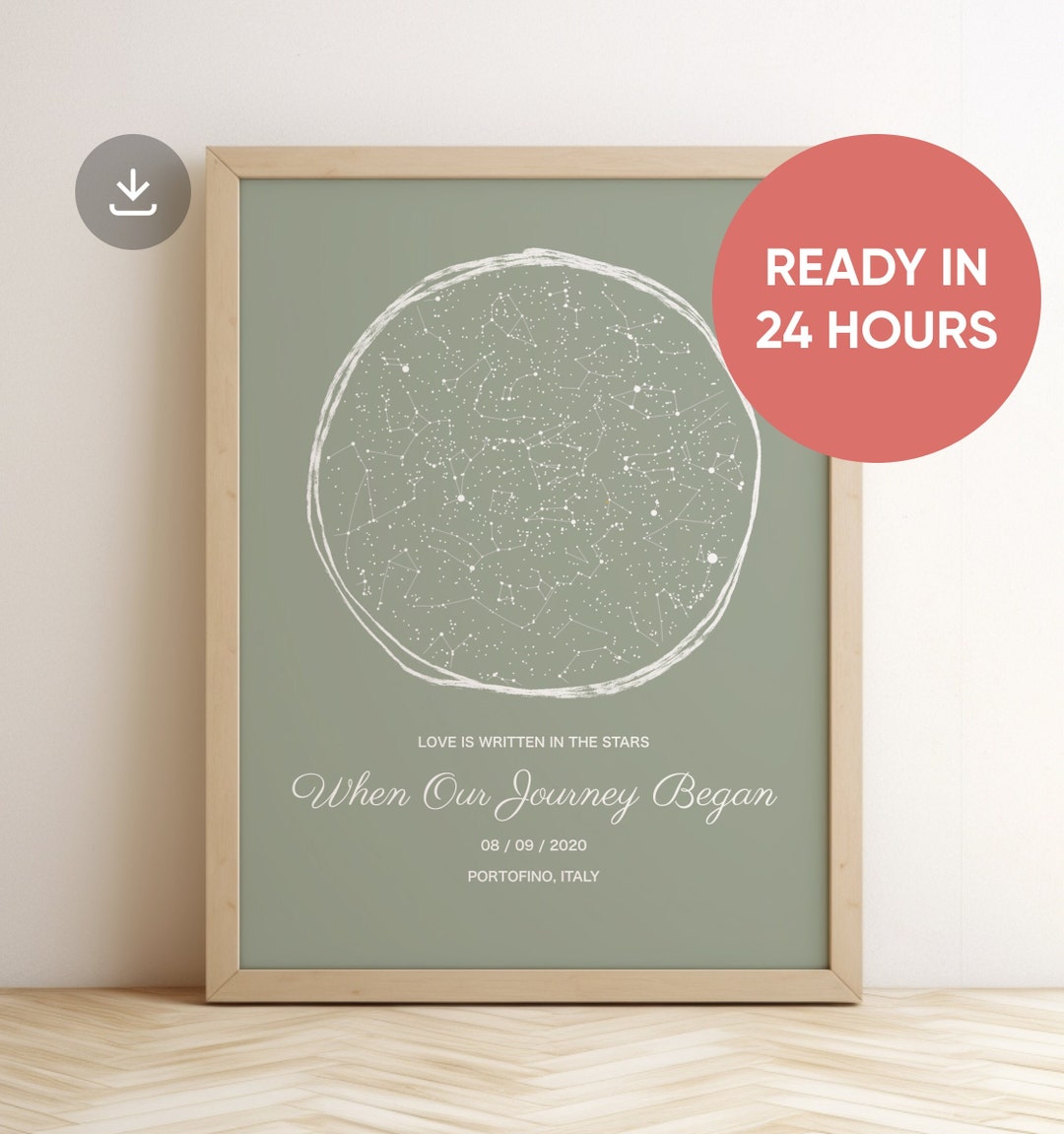 Custom Digital Star Map by Date, Astronomy Gifts Galaxy Art Print ...