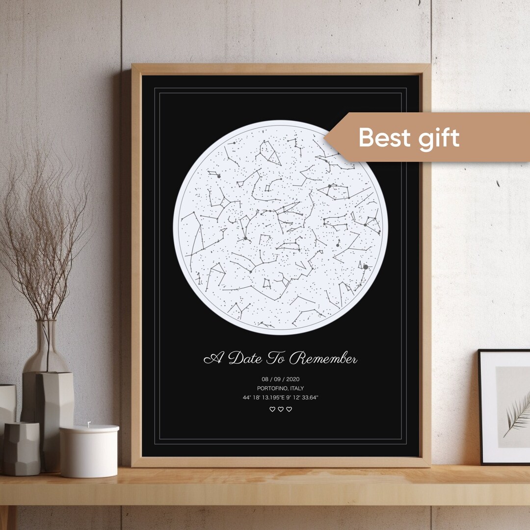 Digital Custom Star Map by Date Printable Sky Chart - Etsy