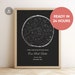 Digital Custom Star Map by Date, Printable Sky Chart, Anniversary Gift ...