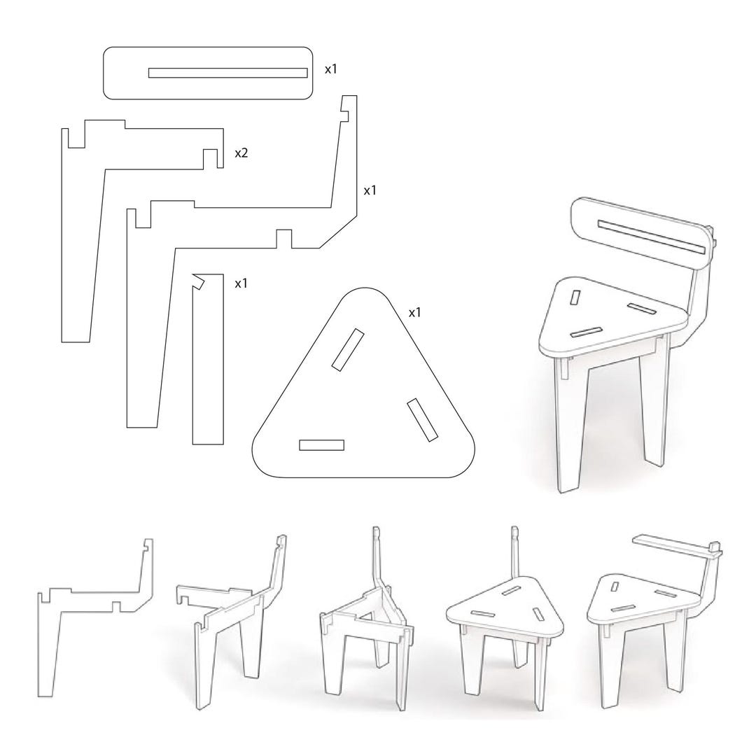 Laser Cut Wooden Dining Chair Vector Files CDR SVG Dxf,diy Chair ...