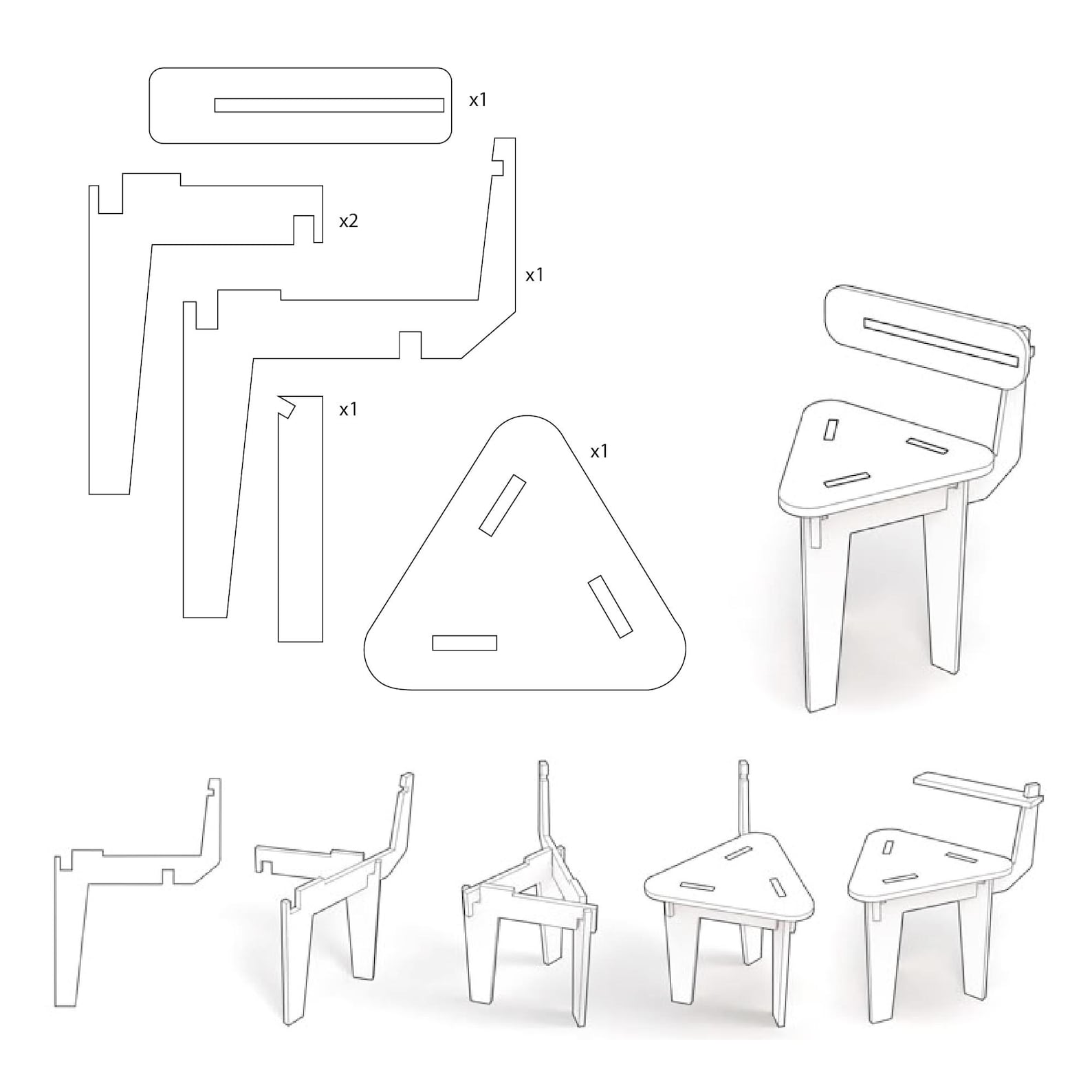 Laser Cut Wooden Dining Chair Vector Files CDR SVG Dxf,diy Chair ...