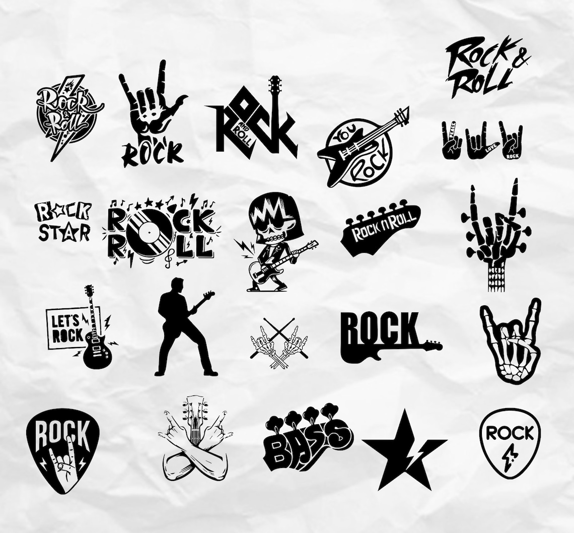 21 Bundle, Rock and Roll Svg Bundle Clipart - Rock'n Roll, Guitar - Svg ...