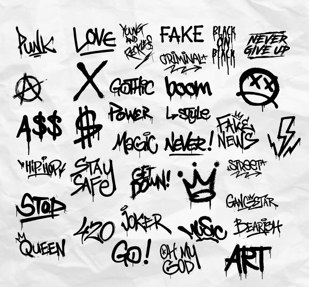 Mega Graffiti Text Bundle -vintage Text, Retro Text, Street Graffiti ...