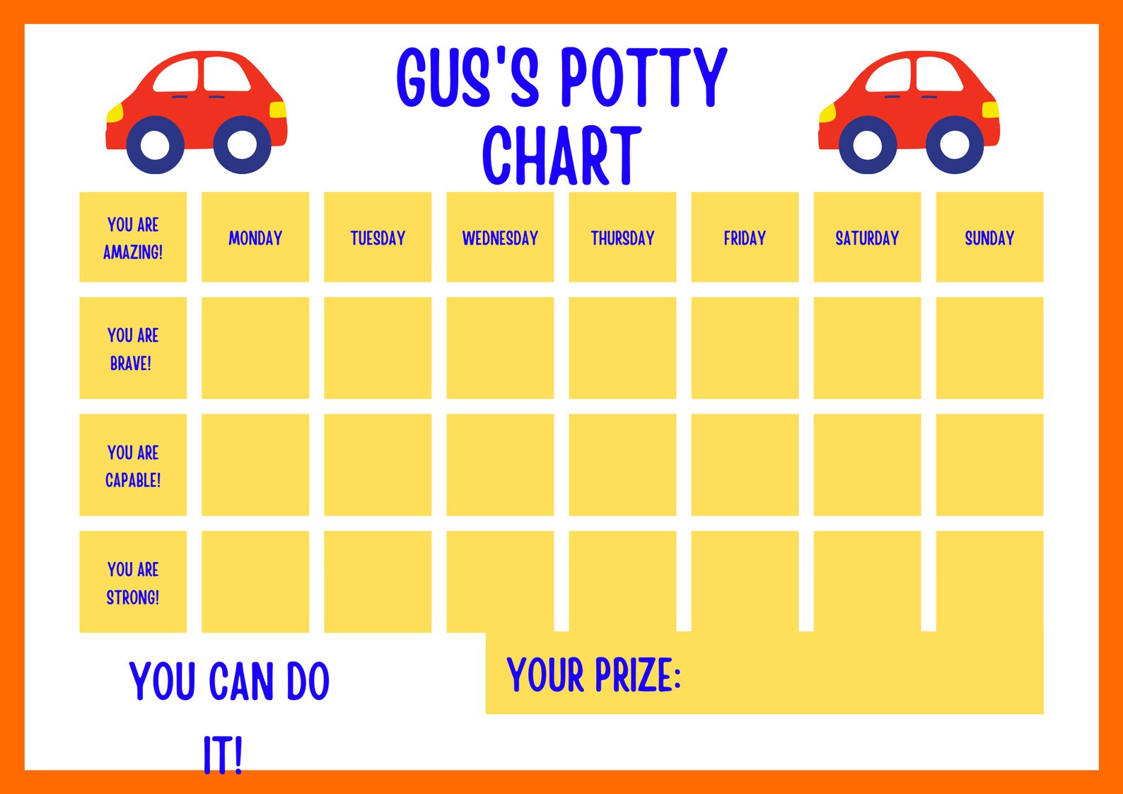 Fun Potty Training Chart - Etsy