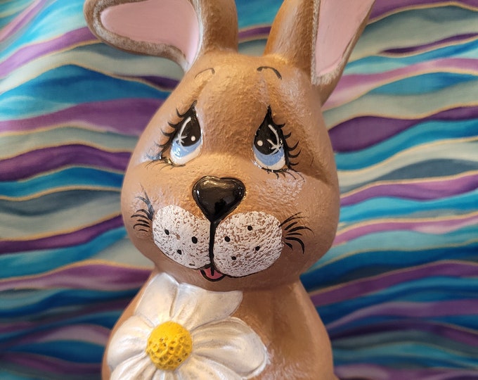 FREE USA Shipping! Large Bunny Rabbit With Daisy! Custom Painted Finish ...
