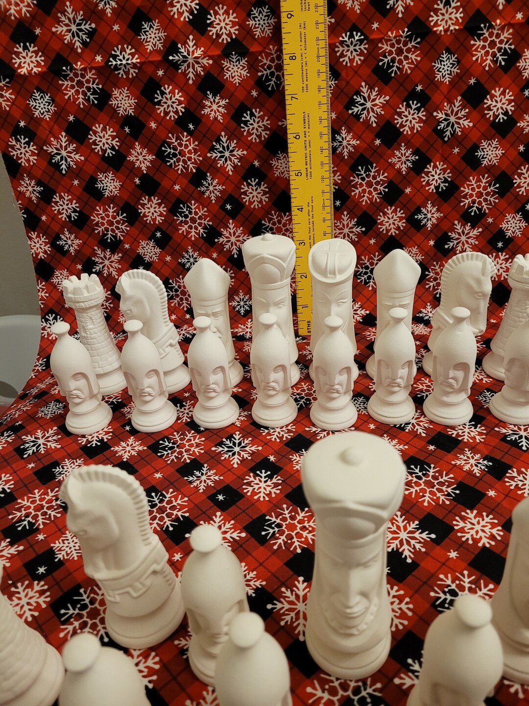 Free USA Ship! Large 32pc Medieval Chess Set! U Paint Ceramic Bisque ...