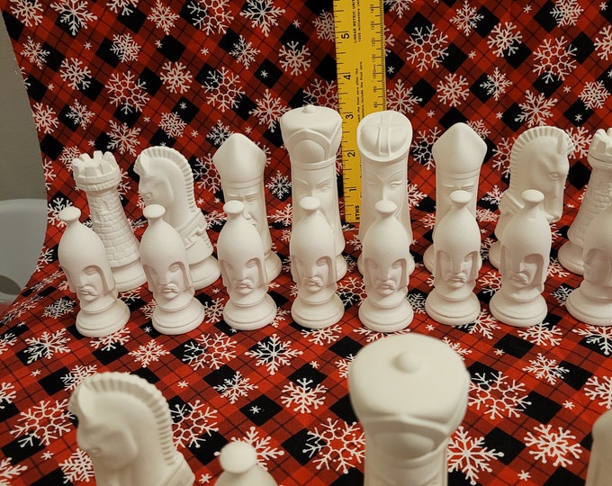 Free USA Ship! Large 32pc Medieval Chess Set! U Paint Ceramic Bisque ...