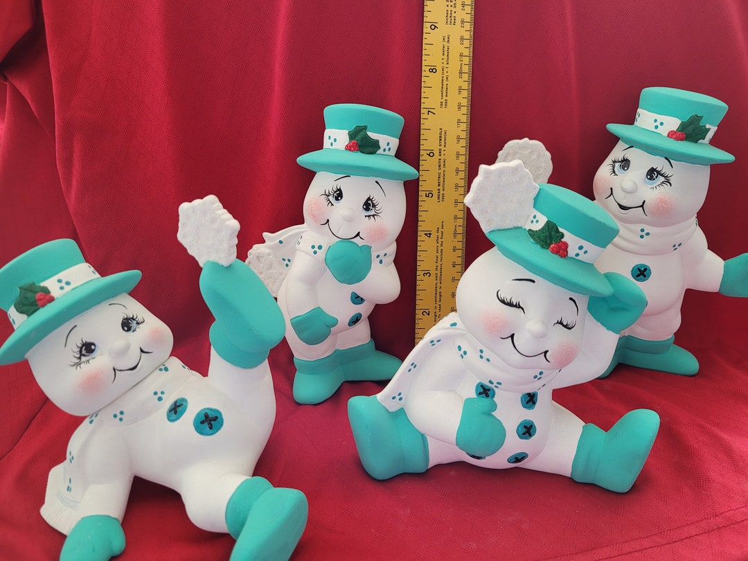 Custom Finish Ceramic Snowflake Snowman! ( Set of 4 )! WOW! - Etsy