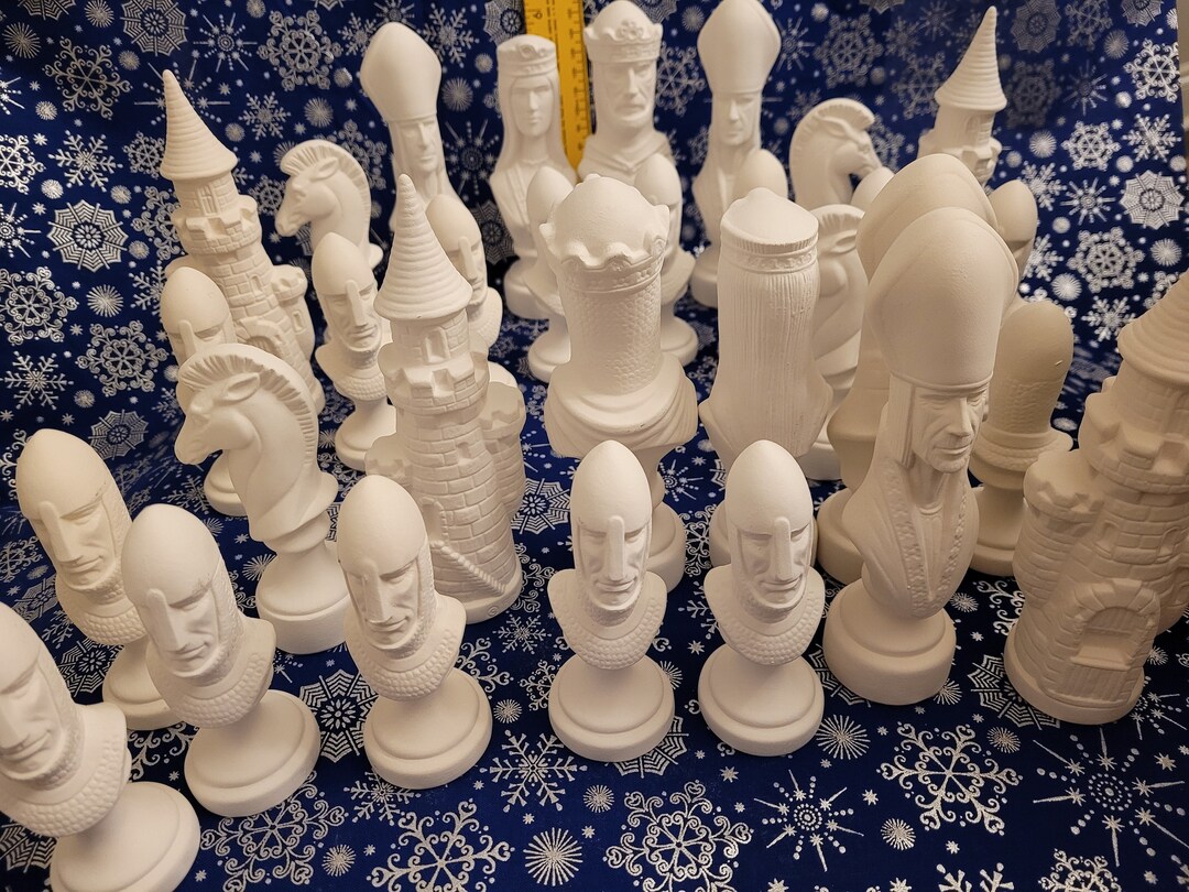 FREE USA Ship! Large Chess Set! King Arthur, Guinevere,etc! U Paint ...