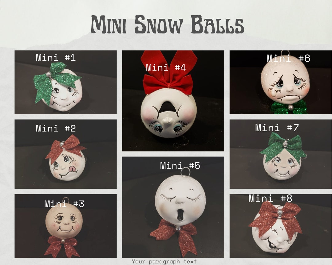 8 Pc Set Mini Snow Ball Ornaments Custom Finish Ceramic WOW - Etsy