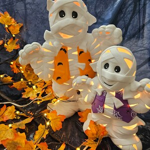BOO! " Large Mummy Light-up "! Custom Paint Finished Ceramic Bisque ...