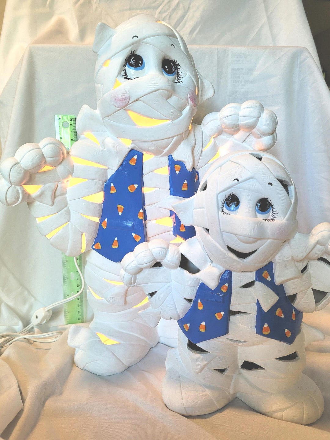 BOO! " Mummy Sr & Mummy Jr Light-ups "! Xtra Large Set! Custom Paint ...