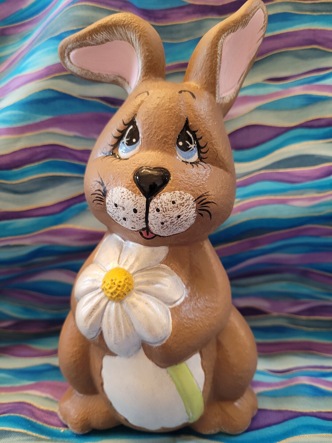 FREE USA Shipping! Large Bunny Rabbit With Daisy! Custom Painted Finish ...
