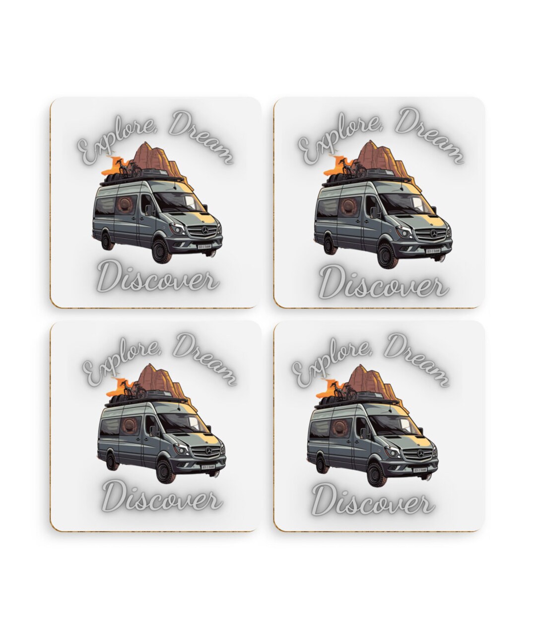 Mercedes Sprinter Overland Camper Pack of 4 Coasters Explore Dream ...
