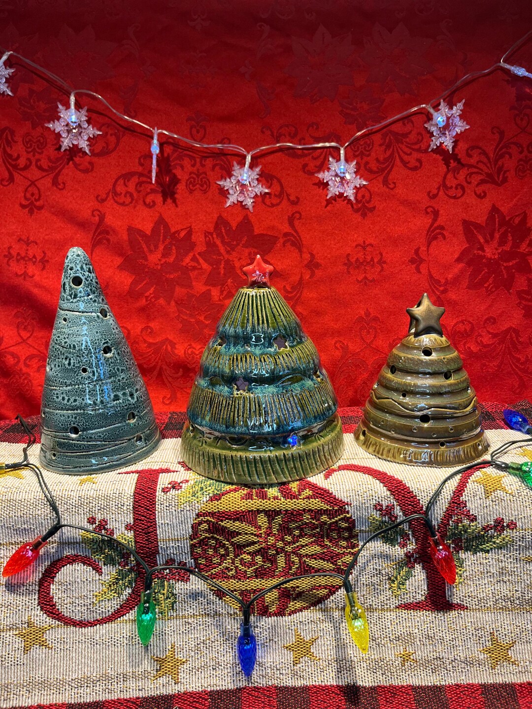 Handmade Ceramic Christmas Tree Luminaries: Holiday Decor - Etsy