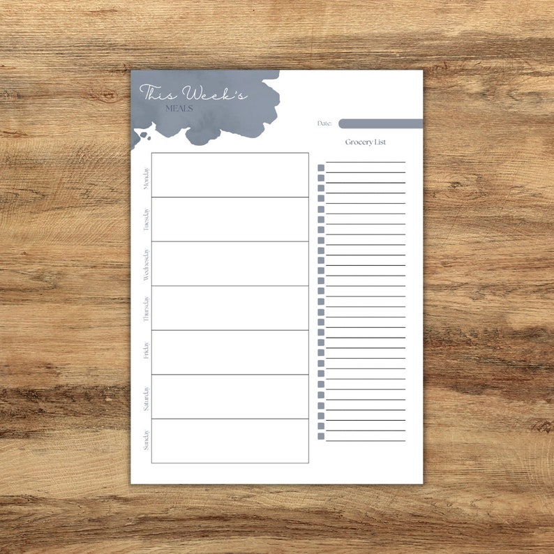Weekly Meal Planner & Grocery List Printable PDF Meal Prep Digital ...