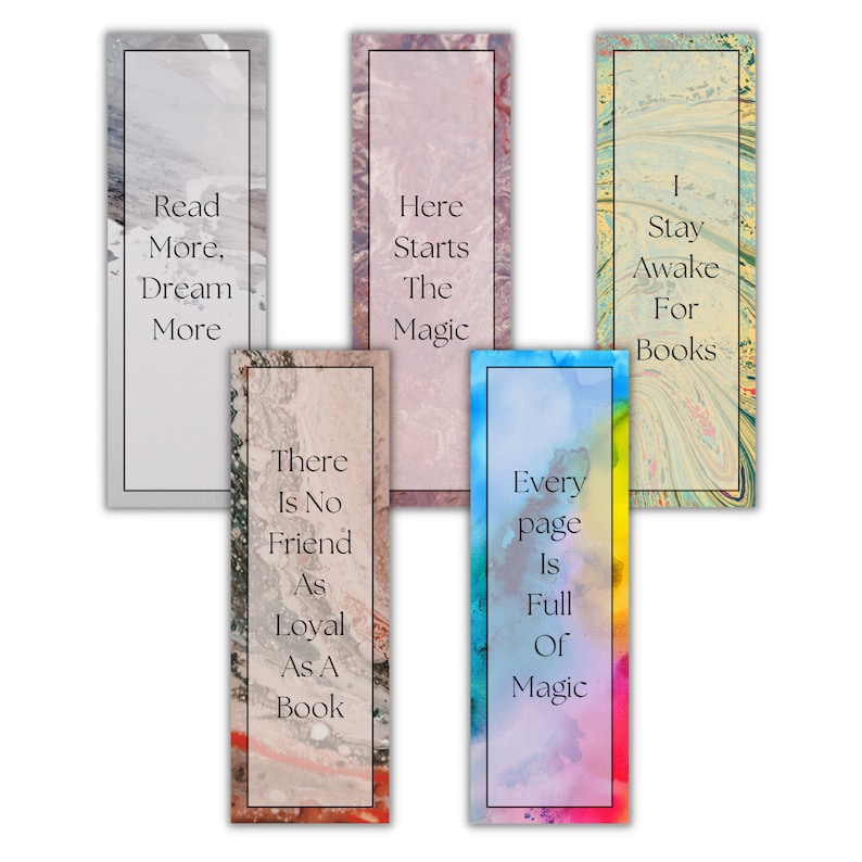 10 Printable Bookmarks, Printable Bookmark Set, Bookmarks, Digital ...