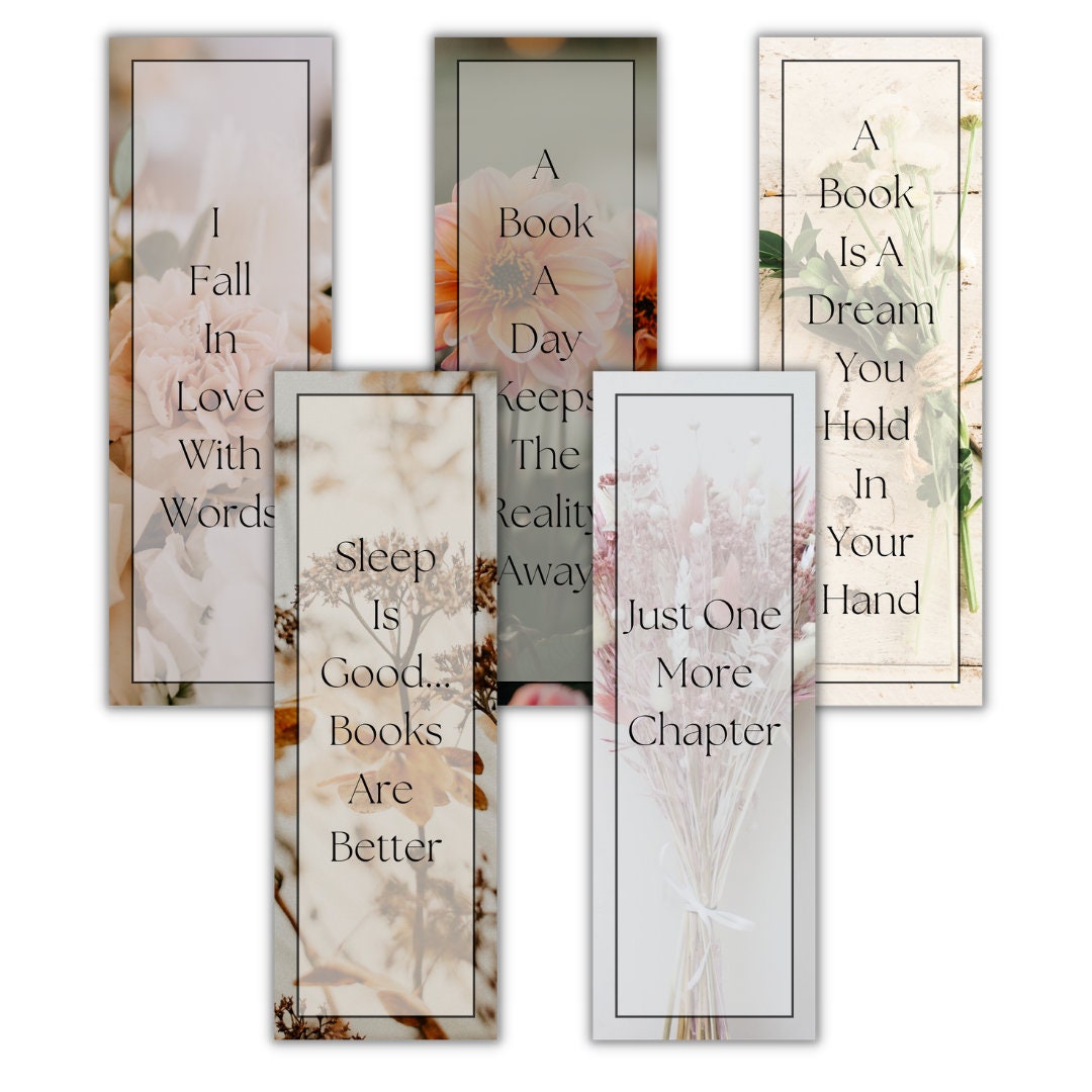 Printable Bookmarks, Printable Bookmark Set, Bookmarks, Digital ...