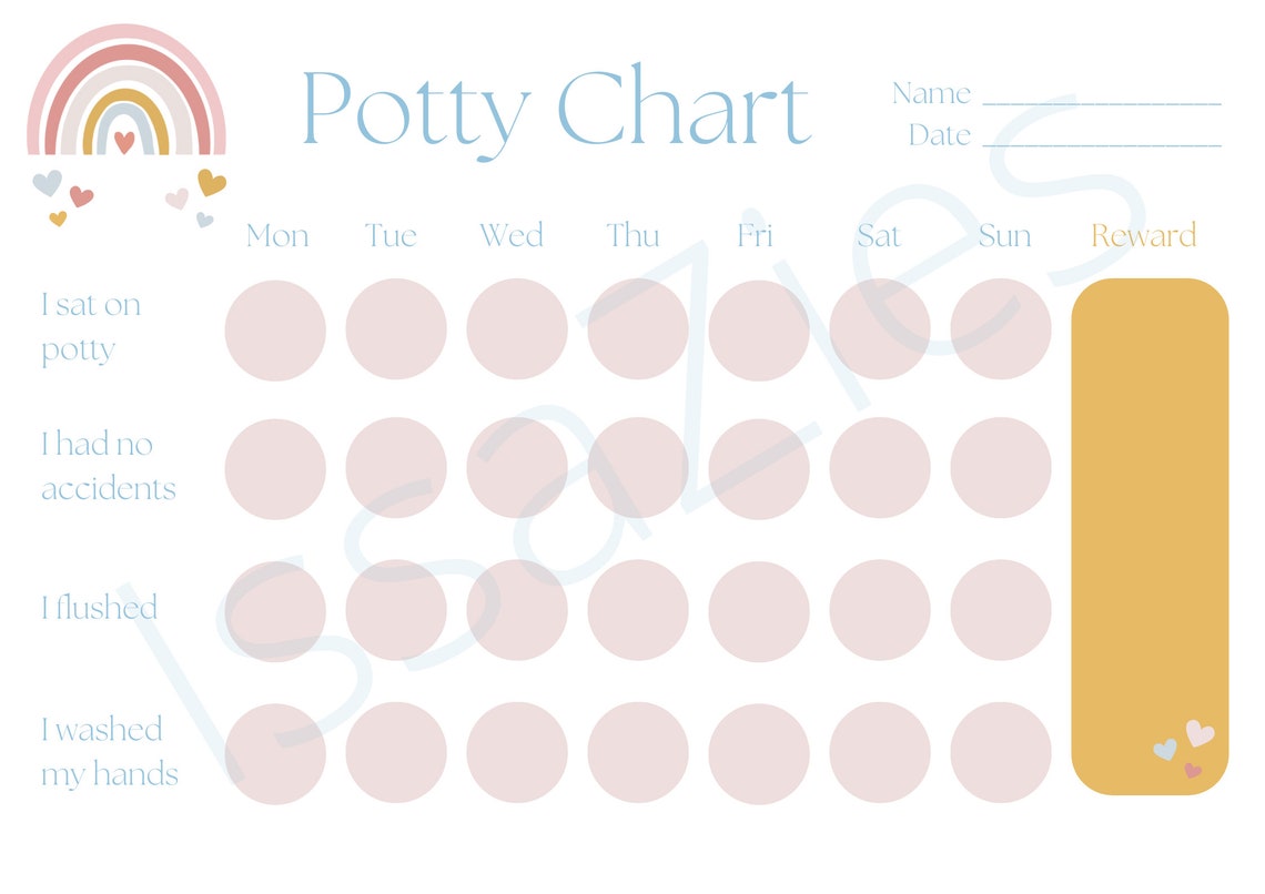 Potty Chart Printable Boho Rainbow | Potty Training Chart | Rewards ...