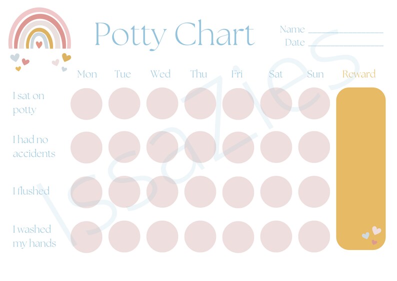 Potty Chart Printable Boho Rainbow | Potty Training Chart | Rewards ...