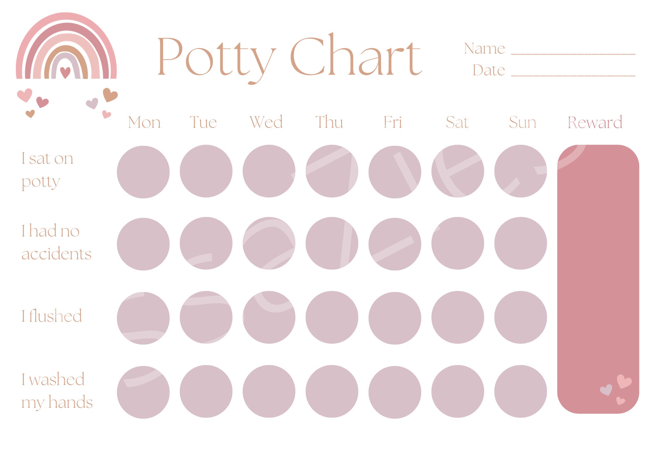 Potty Chart Printable Boho Rainbow | Potty Training Chart | Reward ...