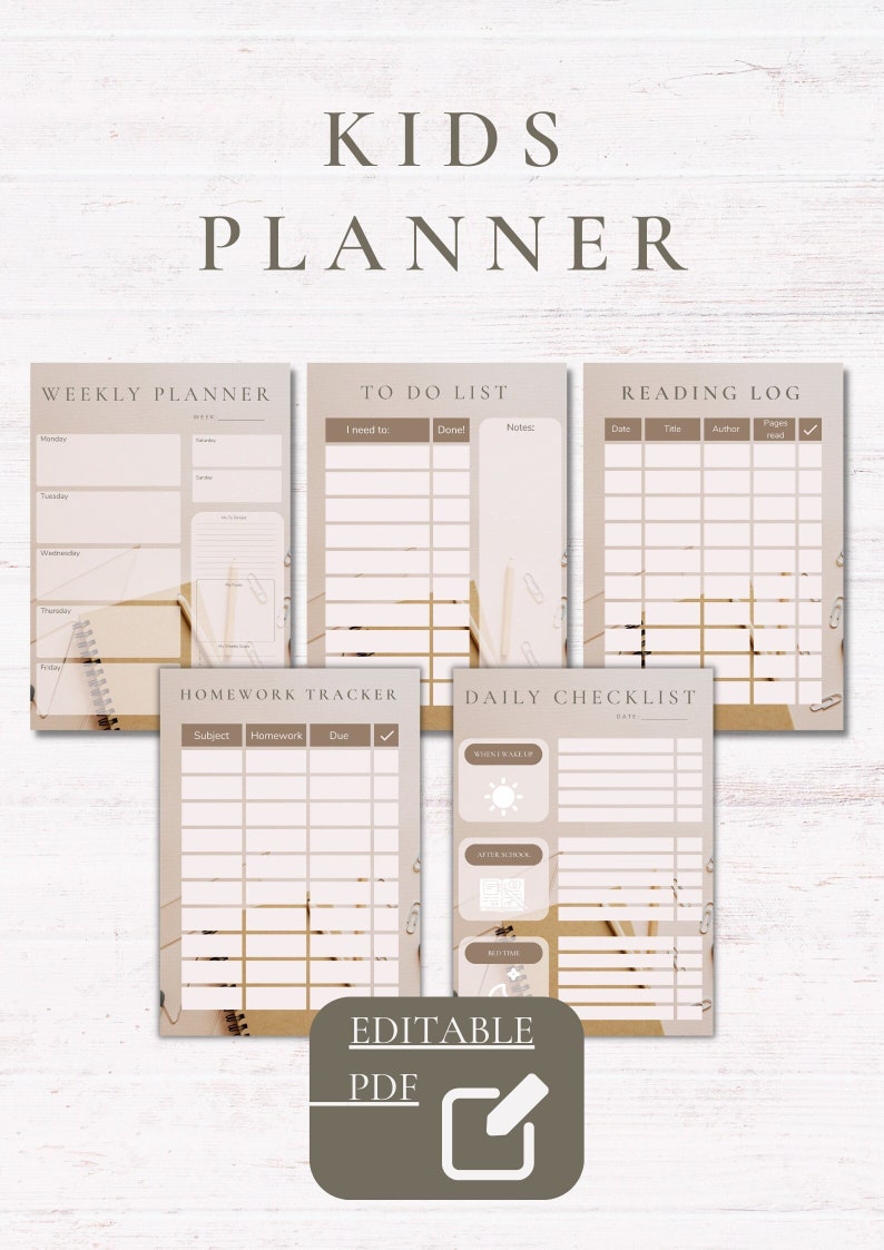 Kids planner printable planner printable planner for kids homeschool ...