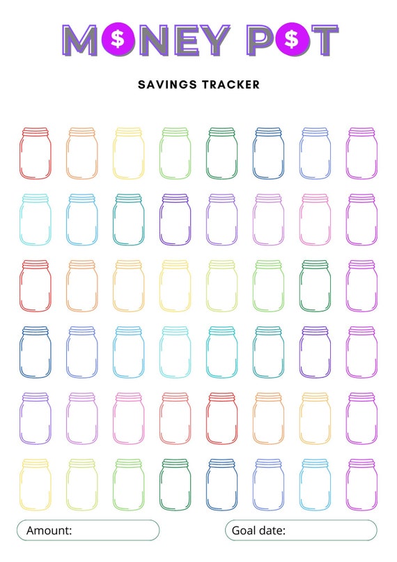 Fun Printable Money Saving Tracker Challenge. Pot Tracker. - Etsy