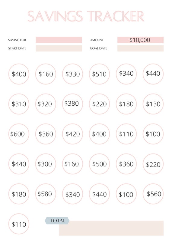 Fun Printable Savings Tracker Challenge Instant Download - Etsy