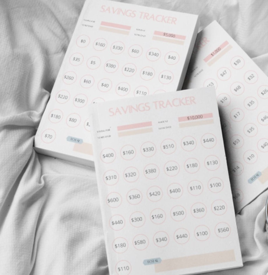 Fun Printable Savings Tracker Challenge, Instant Download, Minimal ...