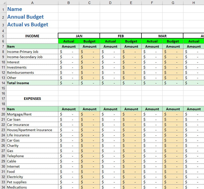 Simple Monthly Budgeting Template - Etsy