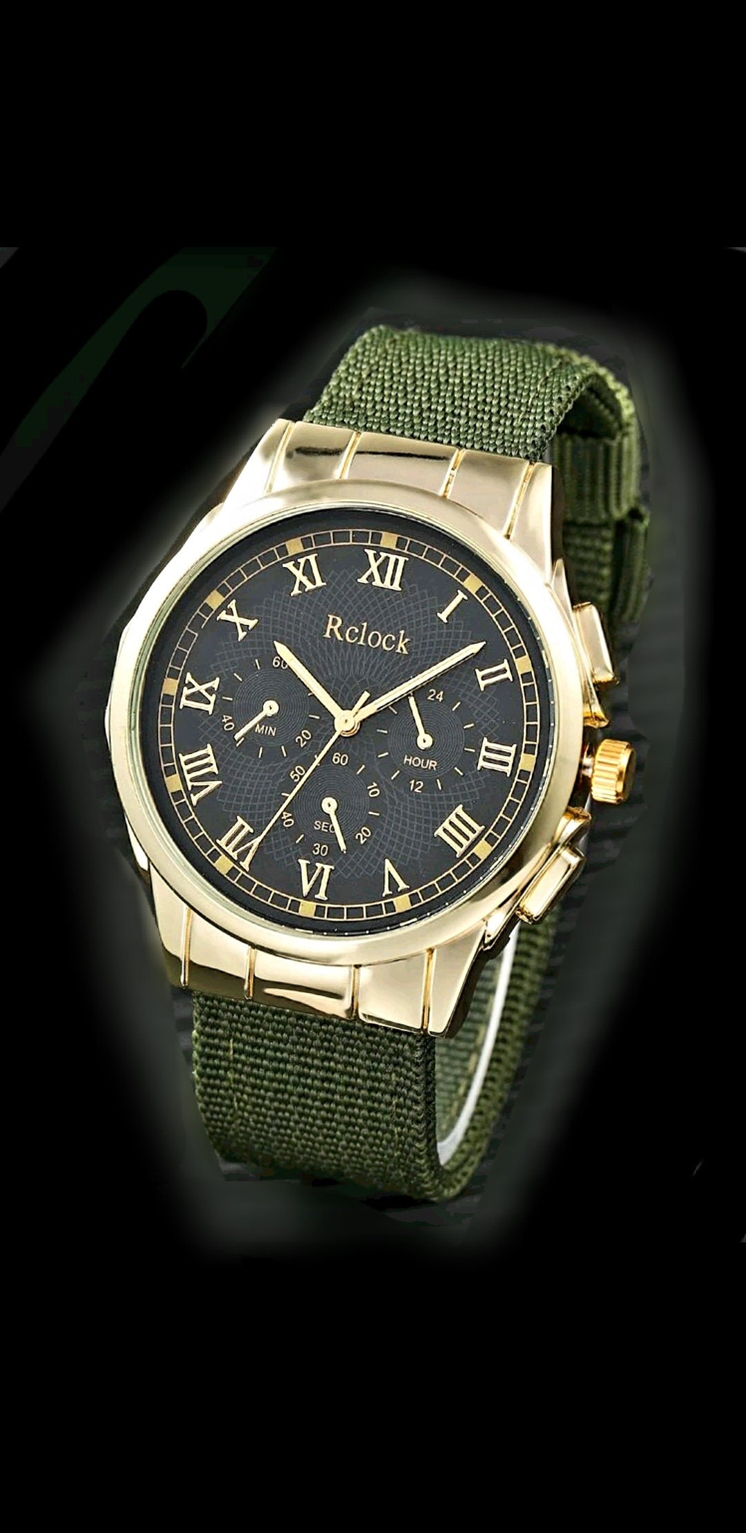 Green Canvas Strap Quartz Watch - Etsy