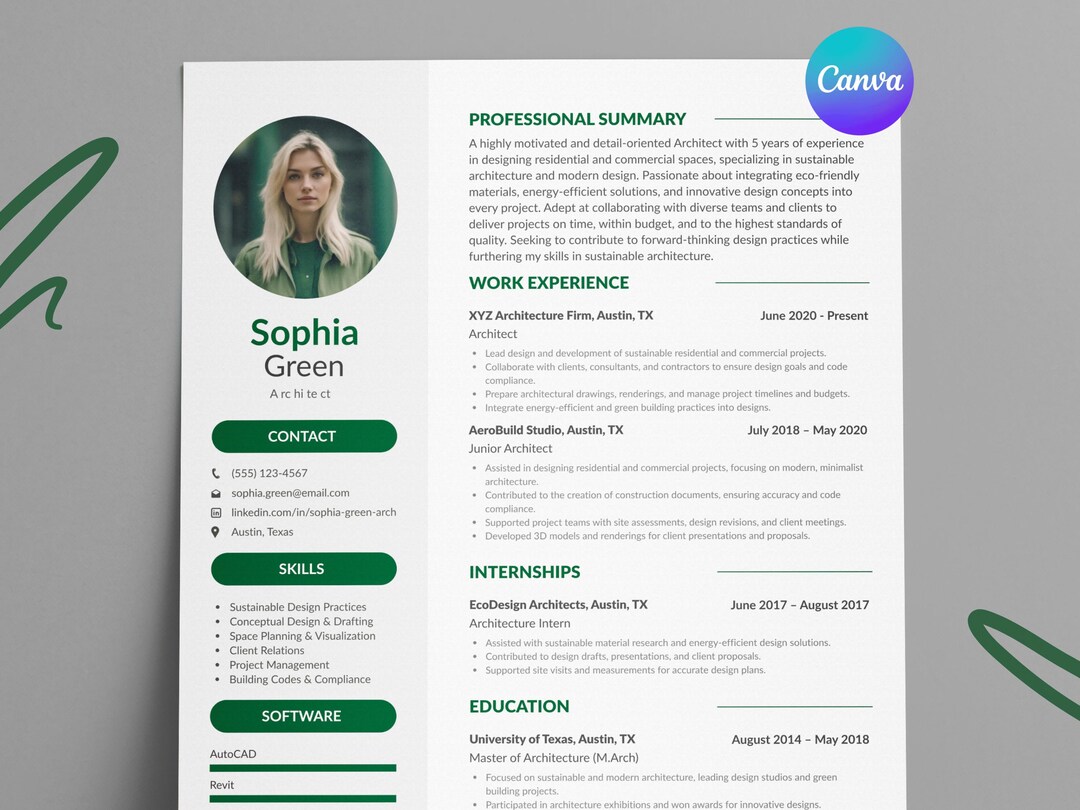 Professional Resume Template BUNDLE One Page Cover Letter Reference ...