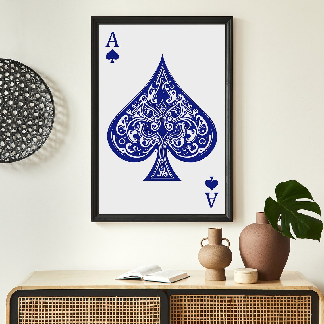 BLUE ACE of SPADES Printable Poster Poker Room Sign Good Luck Playing ...