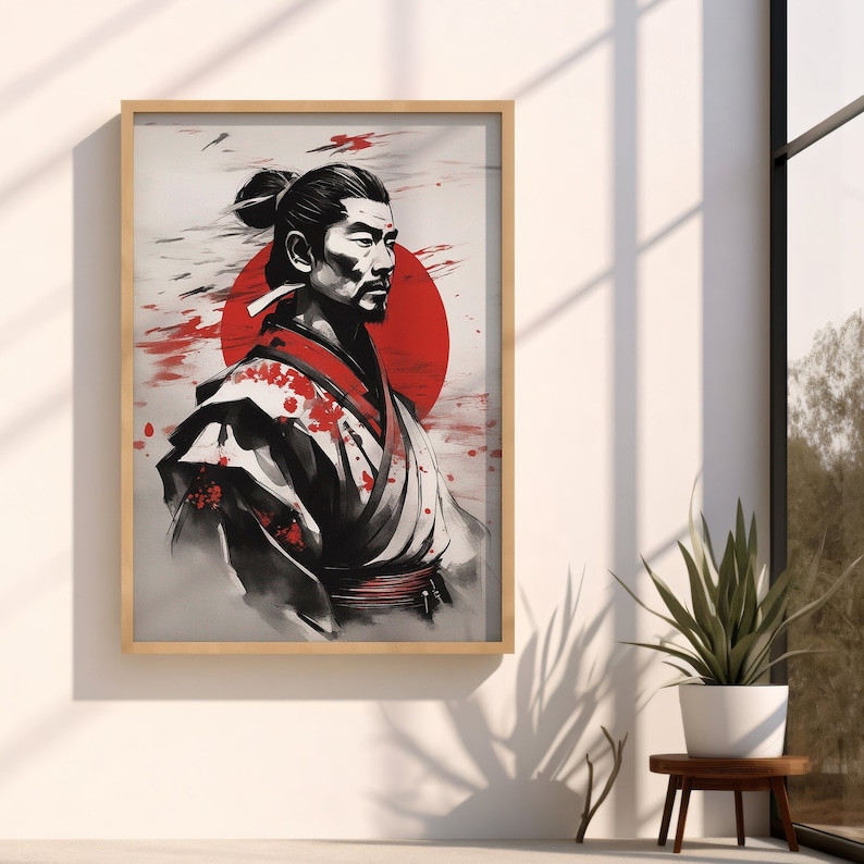 Samurai Portrait Wall Art PRINTABLE Japanese Warrior Katana Traditional ...