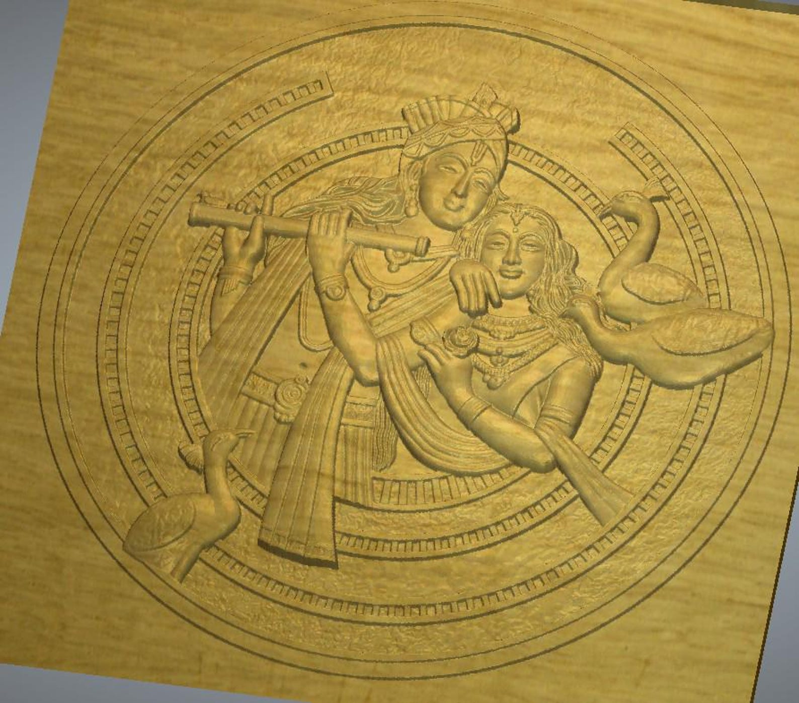 Radha Krishna 3D Relief CNC Design | Round Wall Mural | STL & RLF ...
