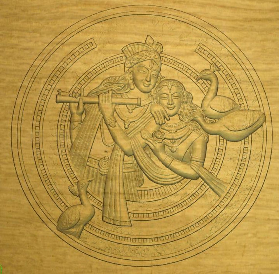 Radha Krishna 3D Relief CNC Design | Round Wall Mural | STL & RLF ...