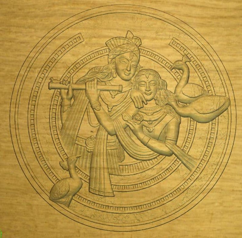 Radha Krishna 3D Relief CNC Design | Round Wall Mural | STL & RLF ...