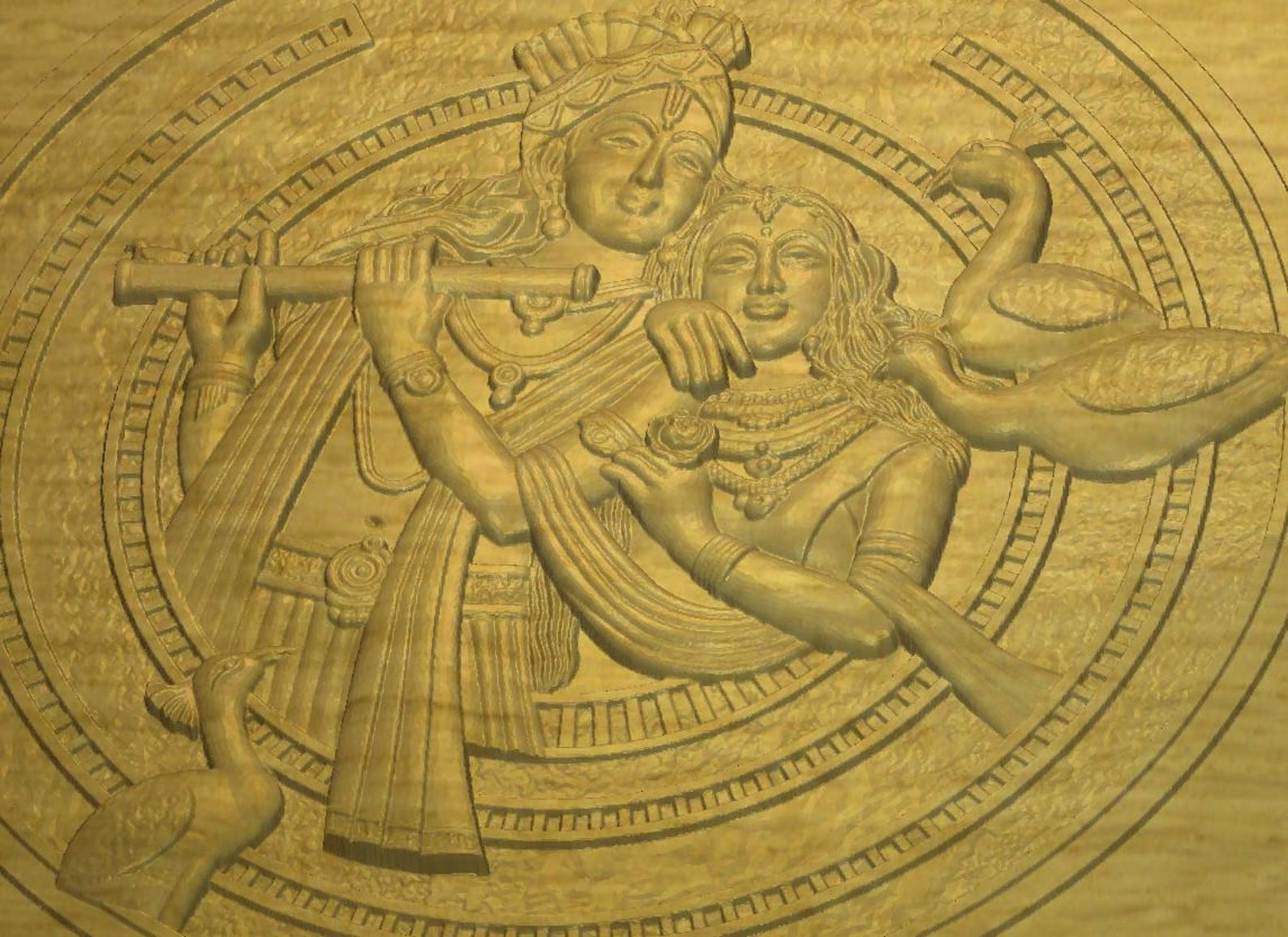 Radha Krishna 3D Relief CNC Design | Round Wall Mural | STL & RLF ...
