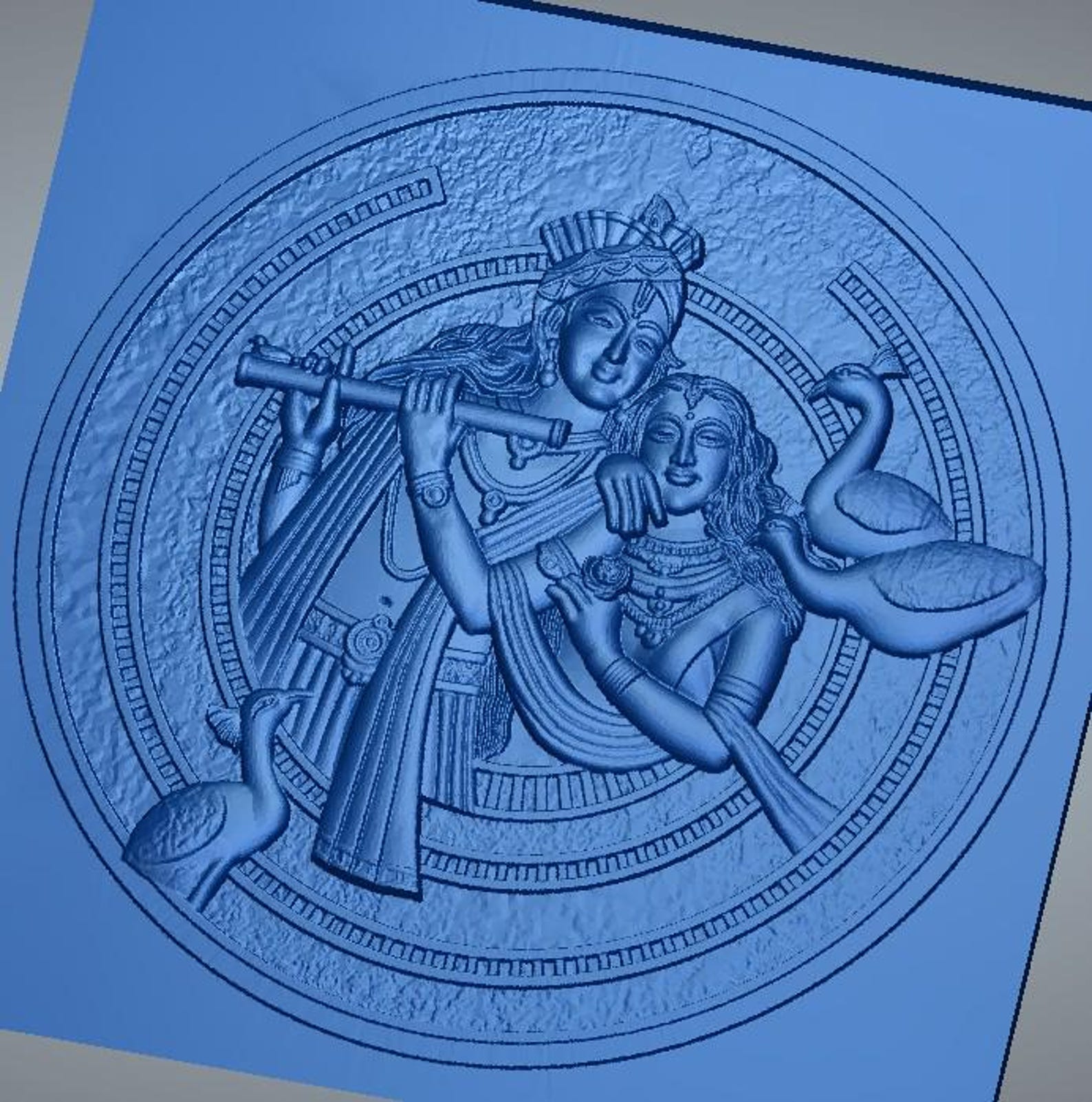 Radha Krishna 3D Relief CNC Design | Round Wall Mural | STL & RLF ...