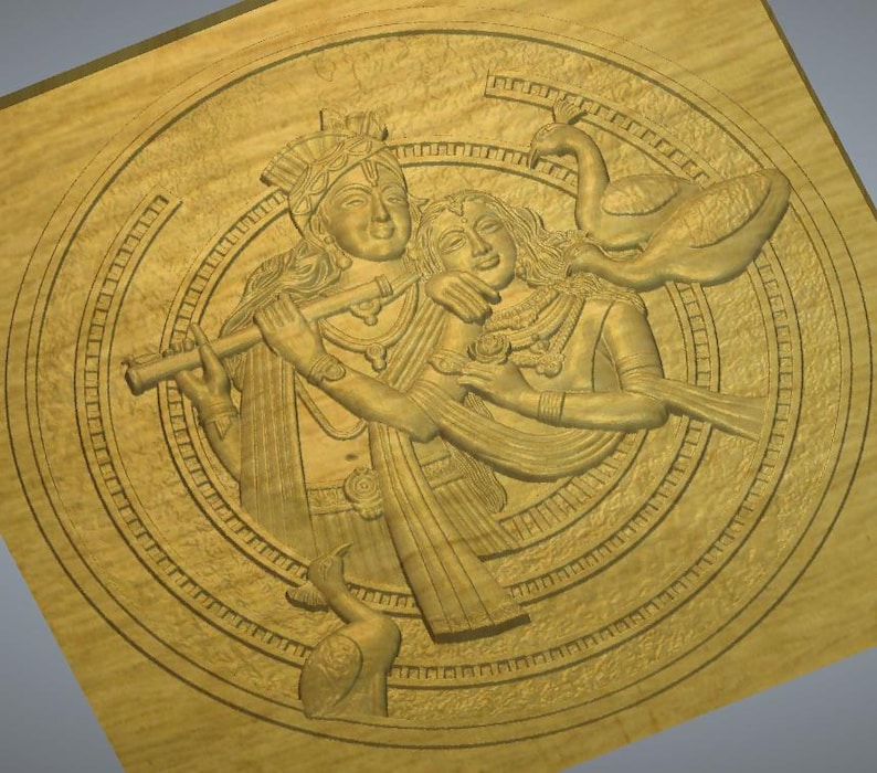 Radha Krishna 3D Relief CNC Design | Round Wall Mural | STL & RLF ...
