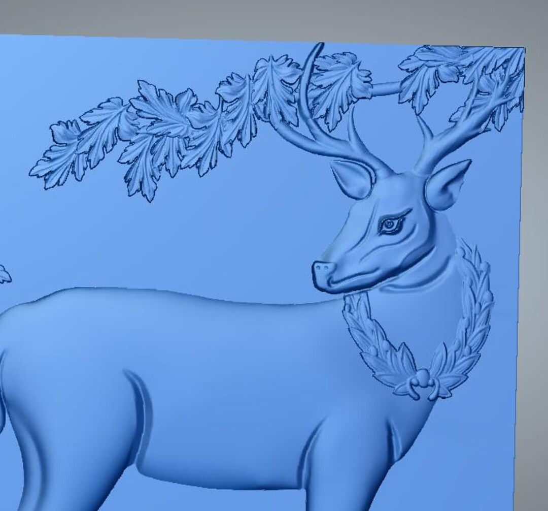 Deer Forest 3D Relief CNC Carving Design: Wall Art Panel (STL & RLF ...