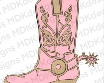 Cowgirl Boot With Spur svg, Png, Dxf, Jpg Digital Cut Files - Etsy