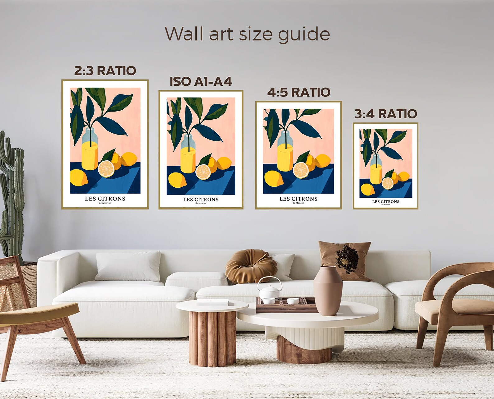 Les Citrons Wall Art French Vibes Lemon Fruit Poster, Dining Room Art ...