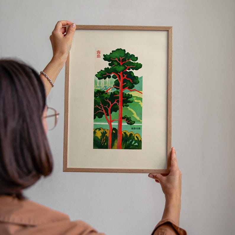 Vintage Japanese Tree Poster – Japandi Wall Art Print, Red Pine - Etsy
