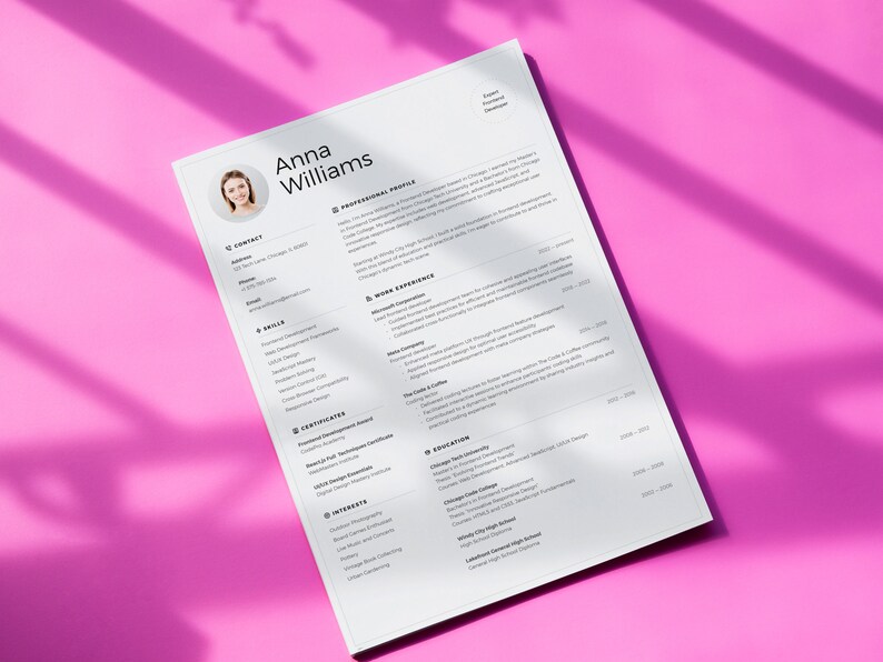 Resume Template With Photo, 2024, Professional Modern, Google Docs ...