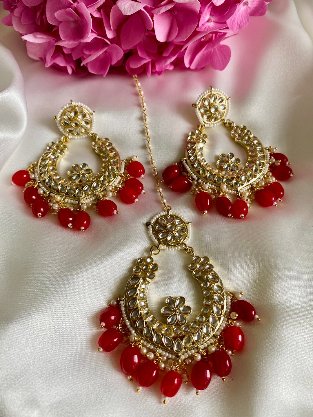 Maang Tikka Set – Kundan Indian Bridal Headpiece | Haldi Mehndi Wedding ...