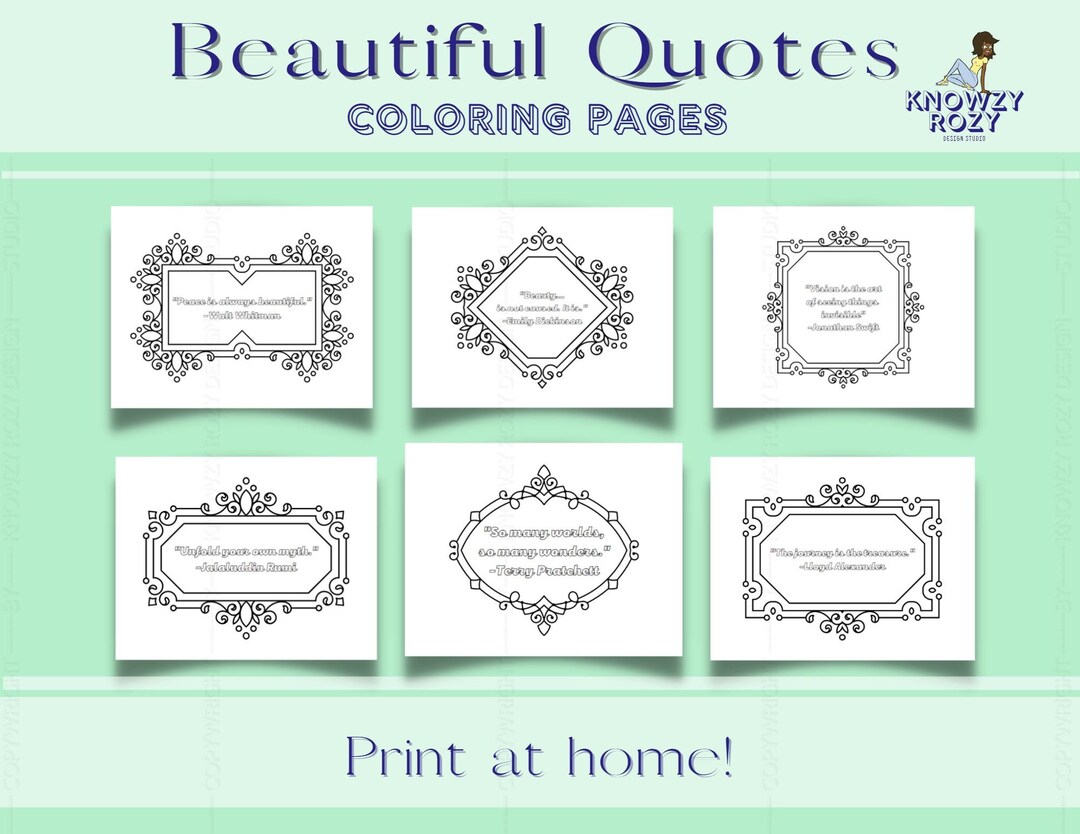 6 Beautiful Quotes Coloring Pages - Etsy