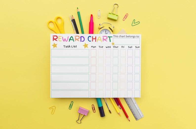 Reward Chart, Task Chart for Children, Reward Chart for Kids, Daily ...